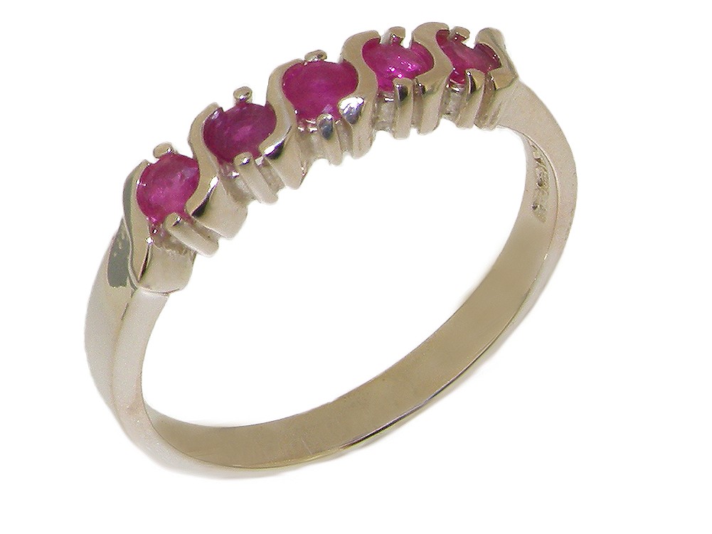 White Gold Natural Ruby Womens Eternity Ring
